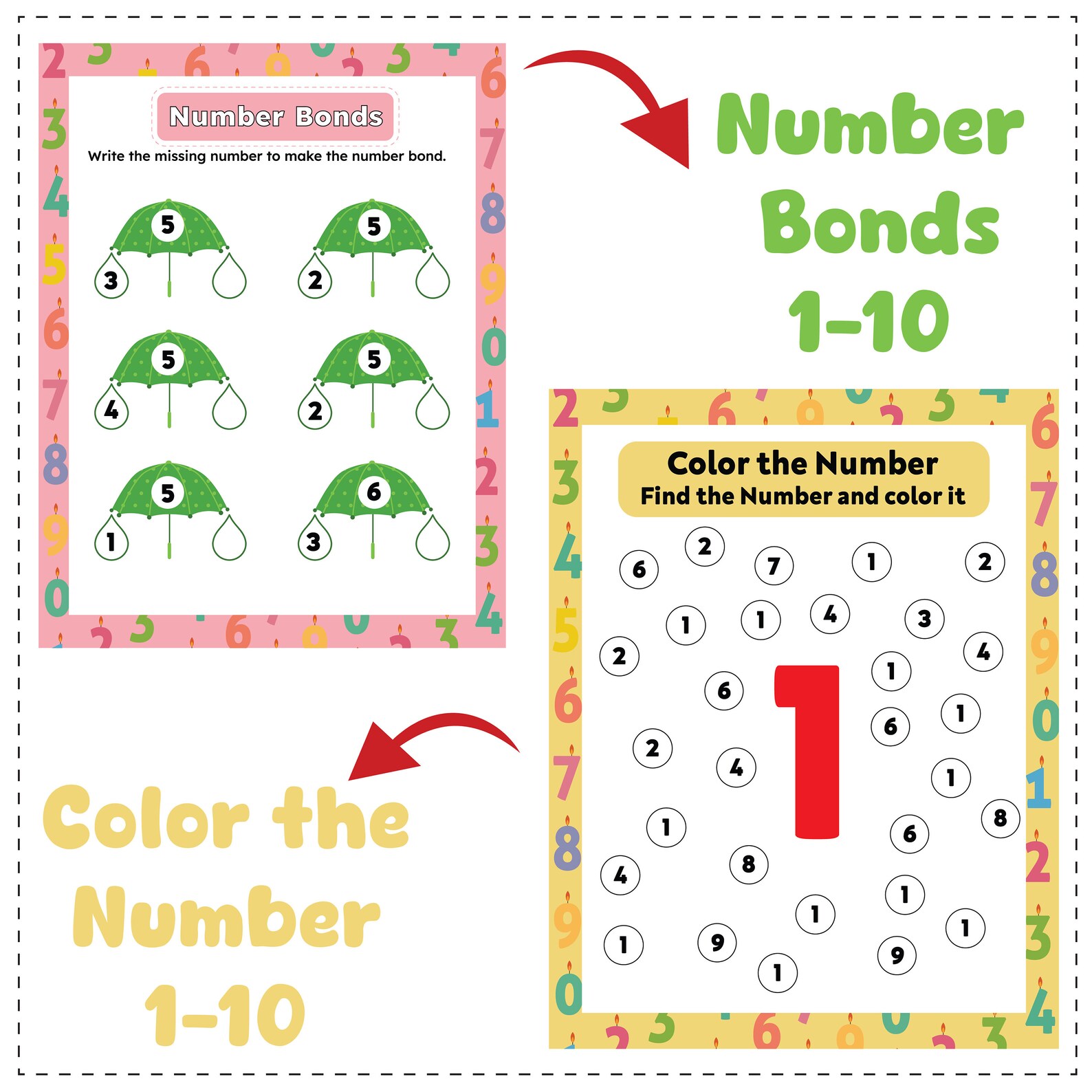 Math Worksheet Activity Pages: Numbers 1-20, Kindergarten Learning ...
