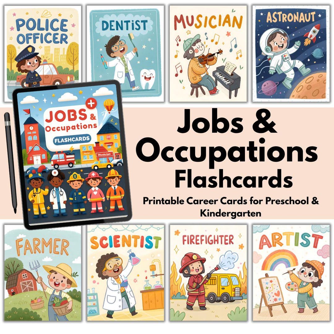 Jobs & Occupations Flashcards for Kids – Printable Preschool Learning ...