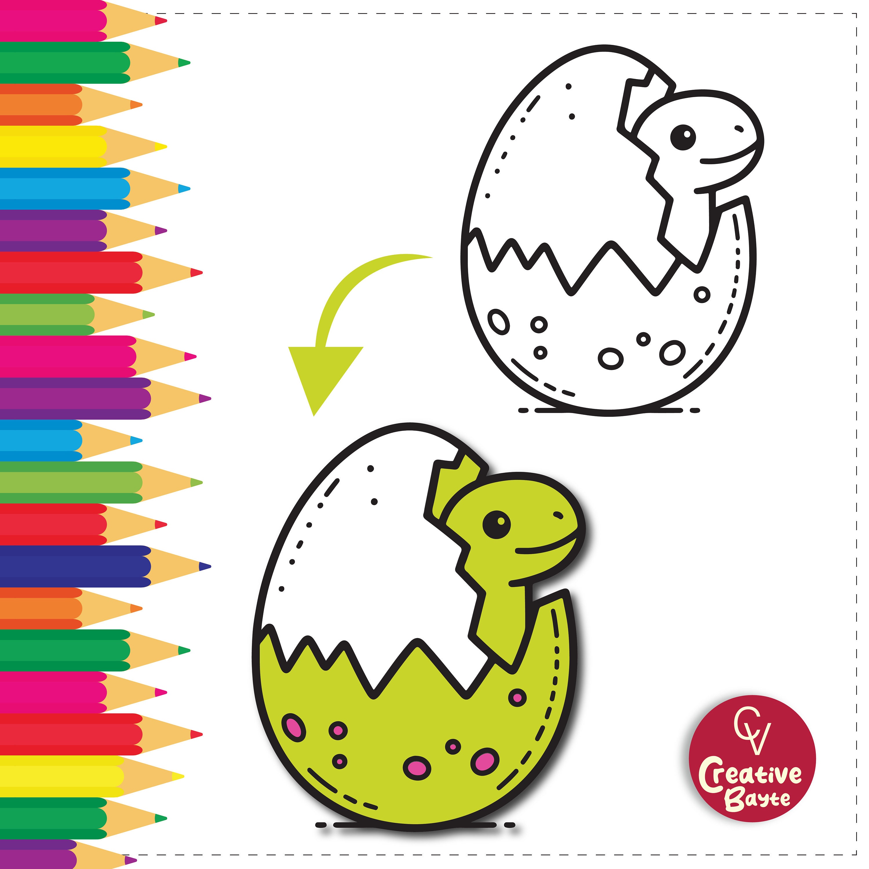 Baby Dinosaur Coloring Pages for Kids & Adults, for Relaxation and ...