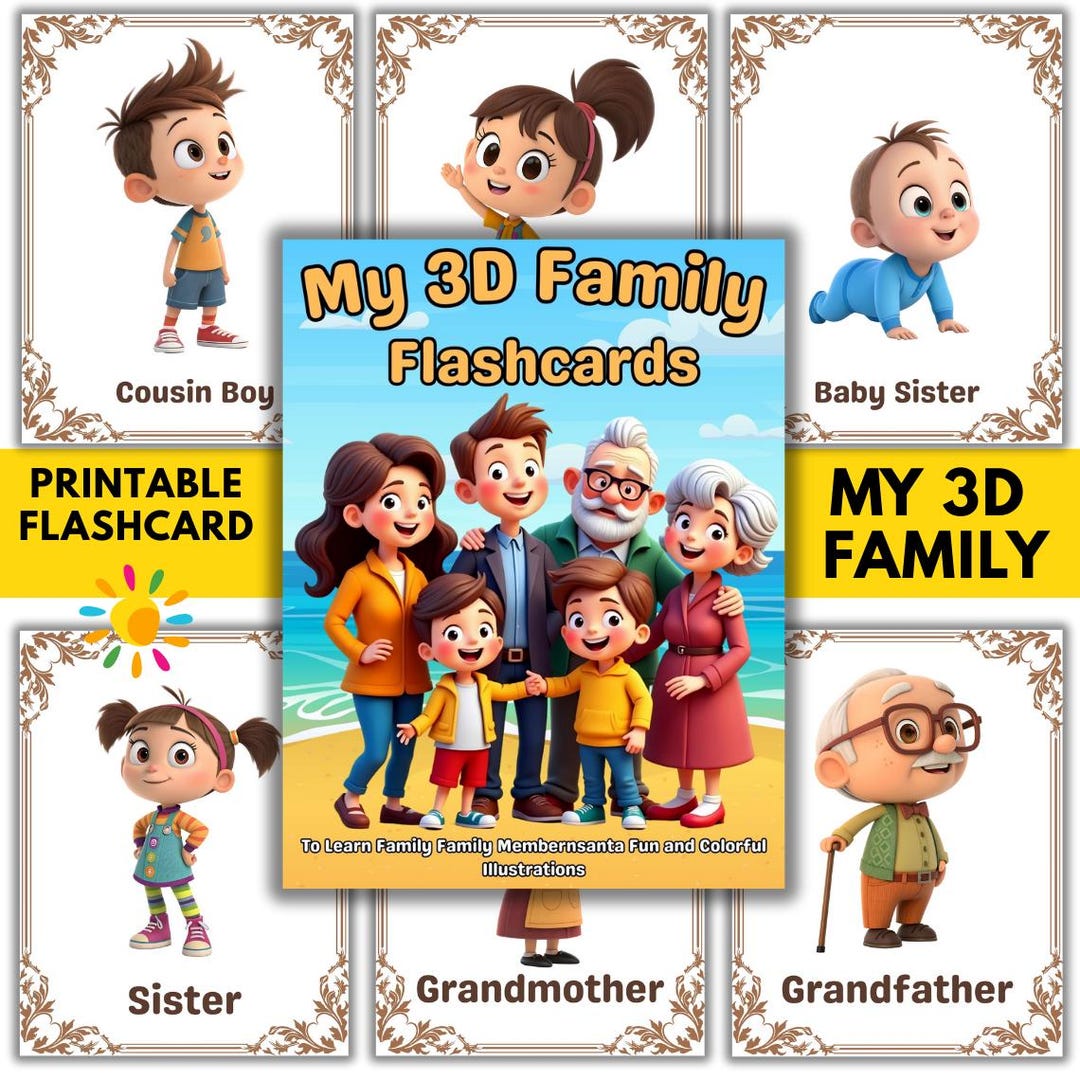 18 Family Flashcards; Vocabulary Flashcards for Kids; Kids Flash Cards ...