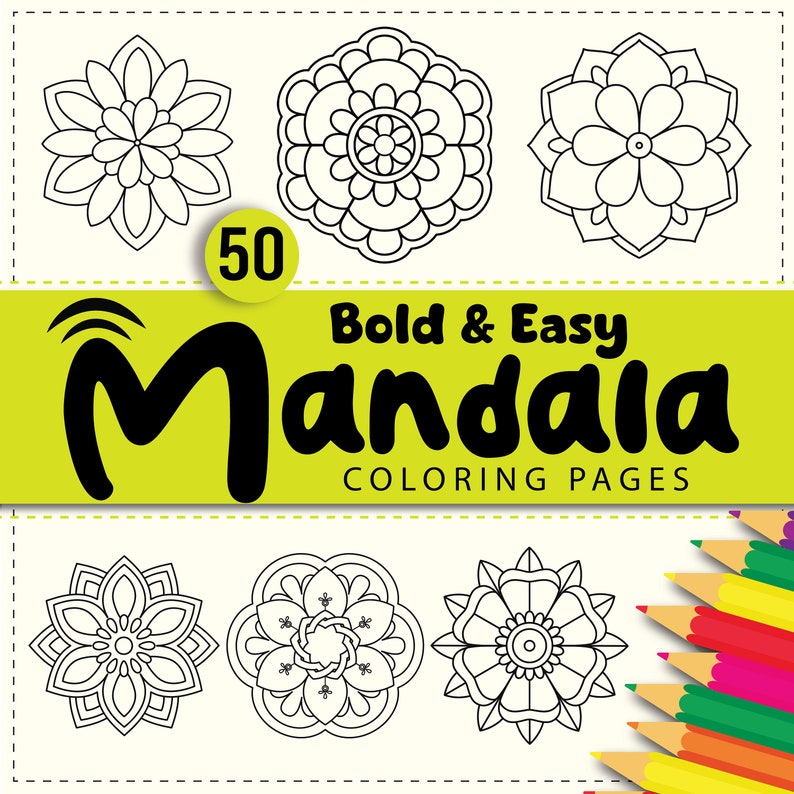 50 Printable Bold & Easy Mandala Coloring Book for Kids and Adults for ...