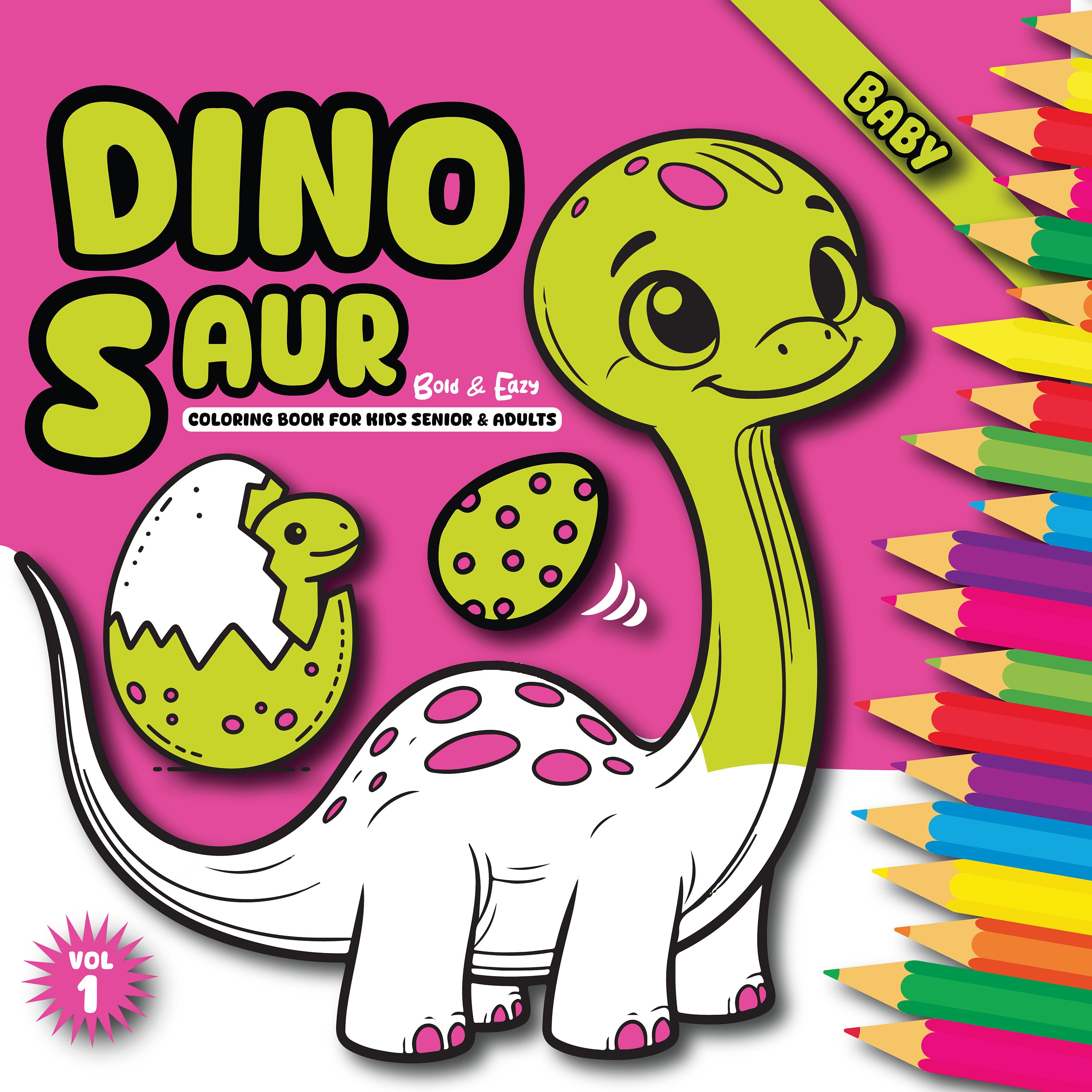 Baby Dinosaur Coloring Pages for Kids & Adults, for Relaxation and ...