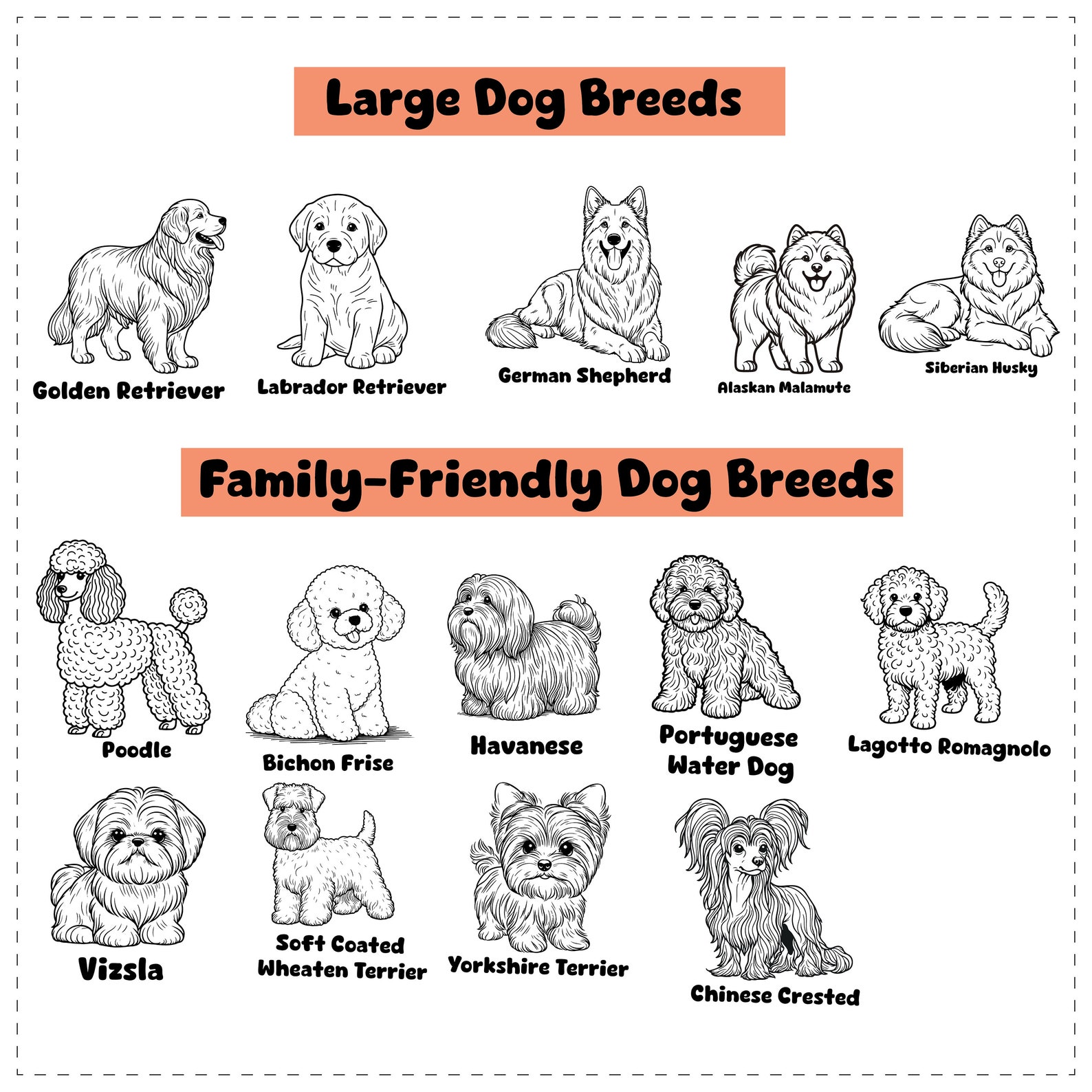 Cute 44 Printable Dogs Breeds Coloring Pages for Kids & Adults, for ...