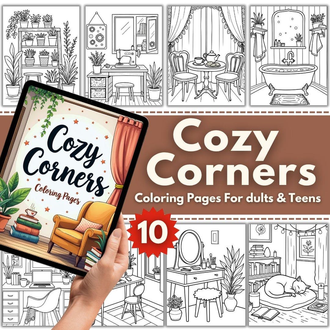 Cozy Hygge Coloring Pages: Relaxation Scenes (PDF & PNG Downloadable ...
