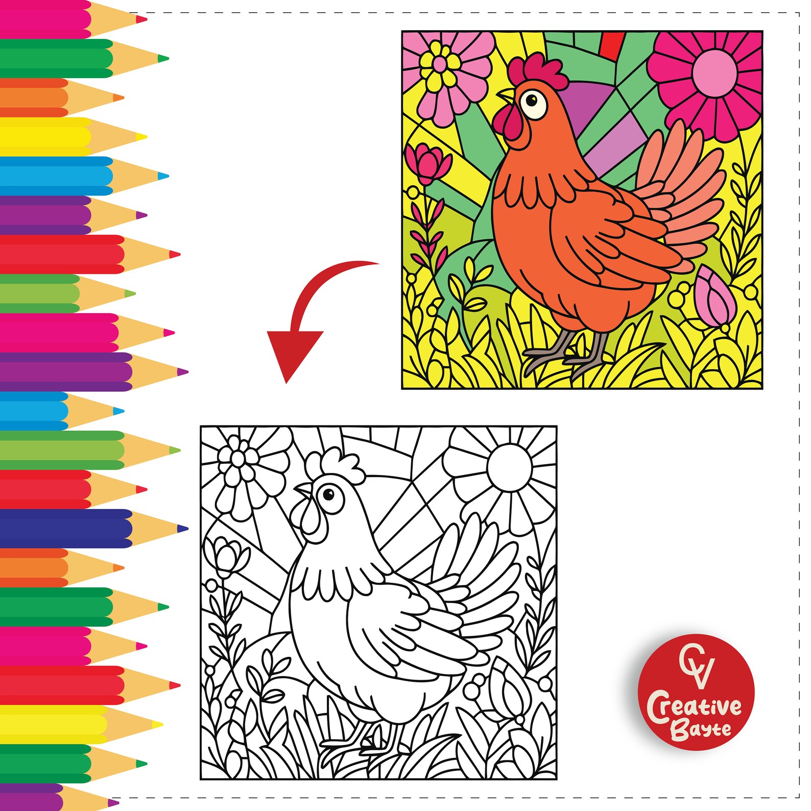 20 Printable Farm Animals Stained Glass Coloring Pages for Youngers and ...