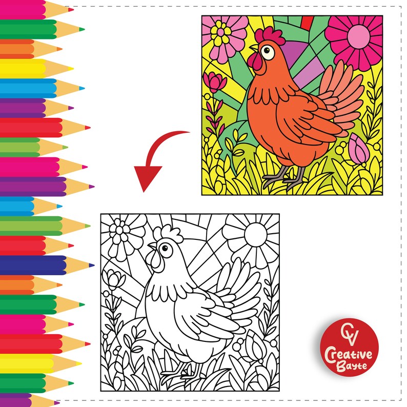 20 Printable Farm Animals Stained Glass Coloring Pages for Youngers and ...