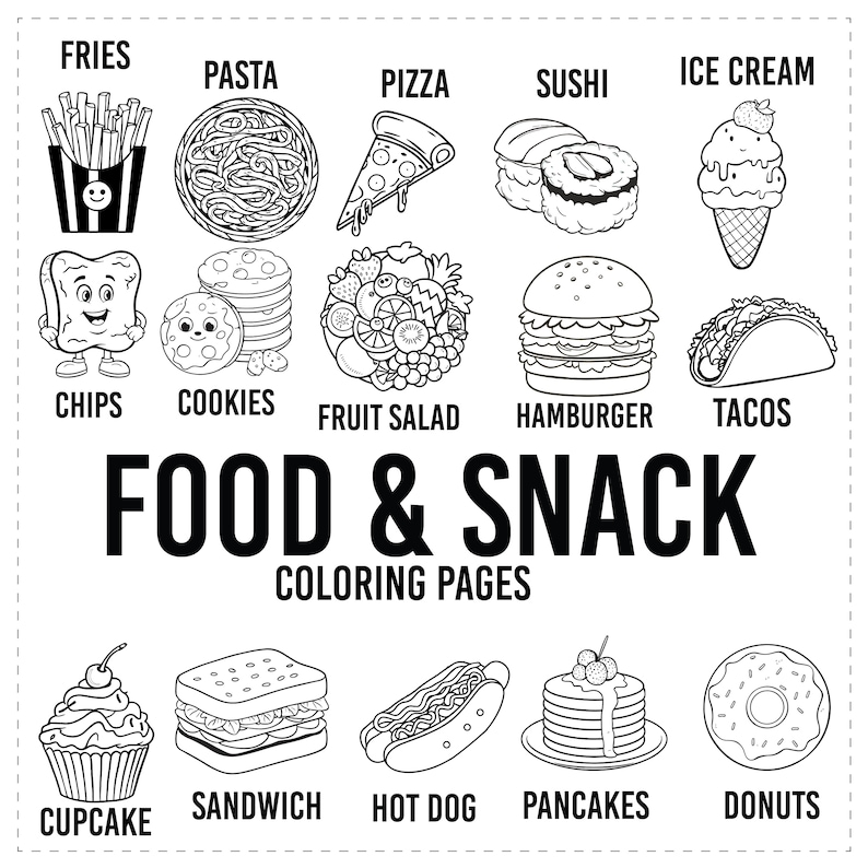 Bold and Easy 18 Printable Food & Snack Coloring Pages for Kids and ...