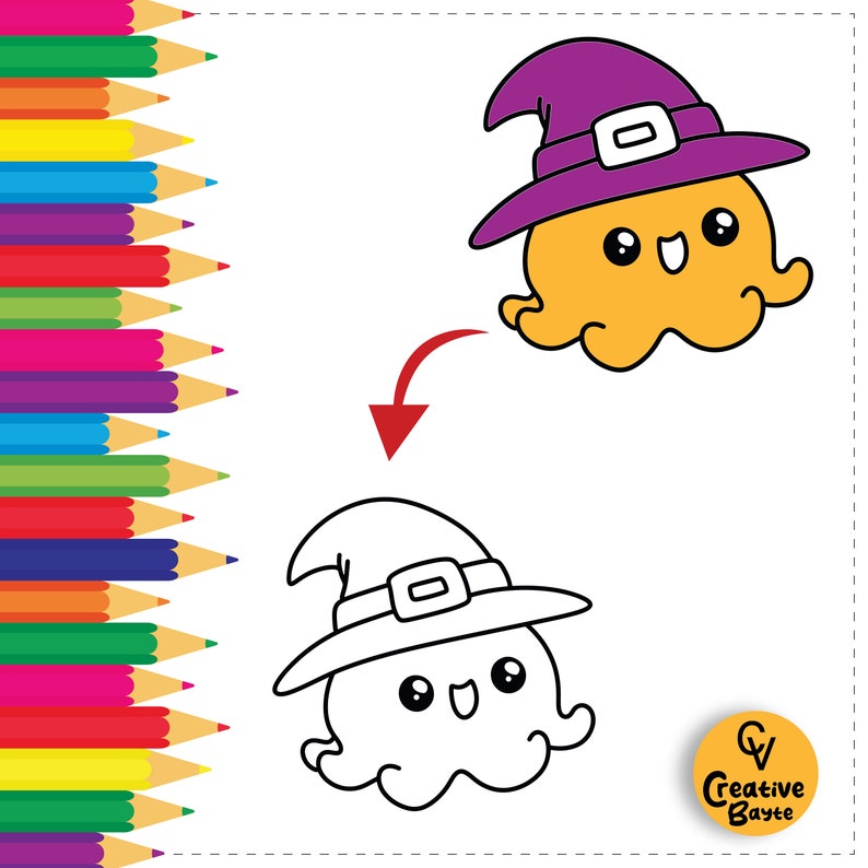 Cute Bold and Easy Spooky Stuff Coloring Pages for Kids & Adults ...