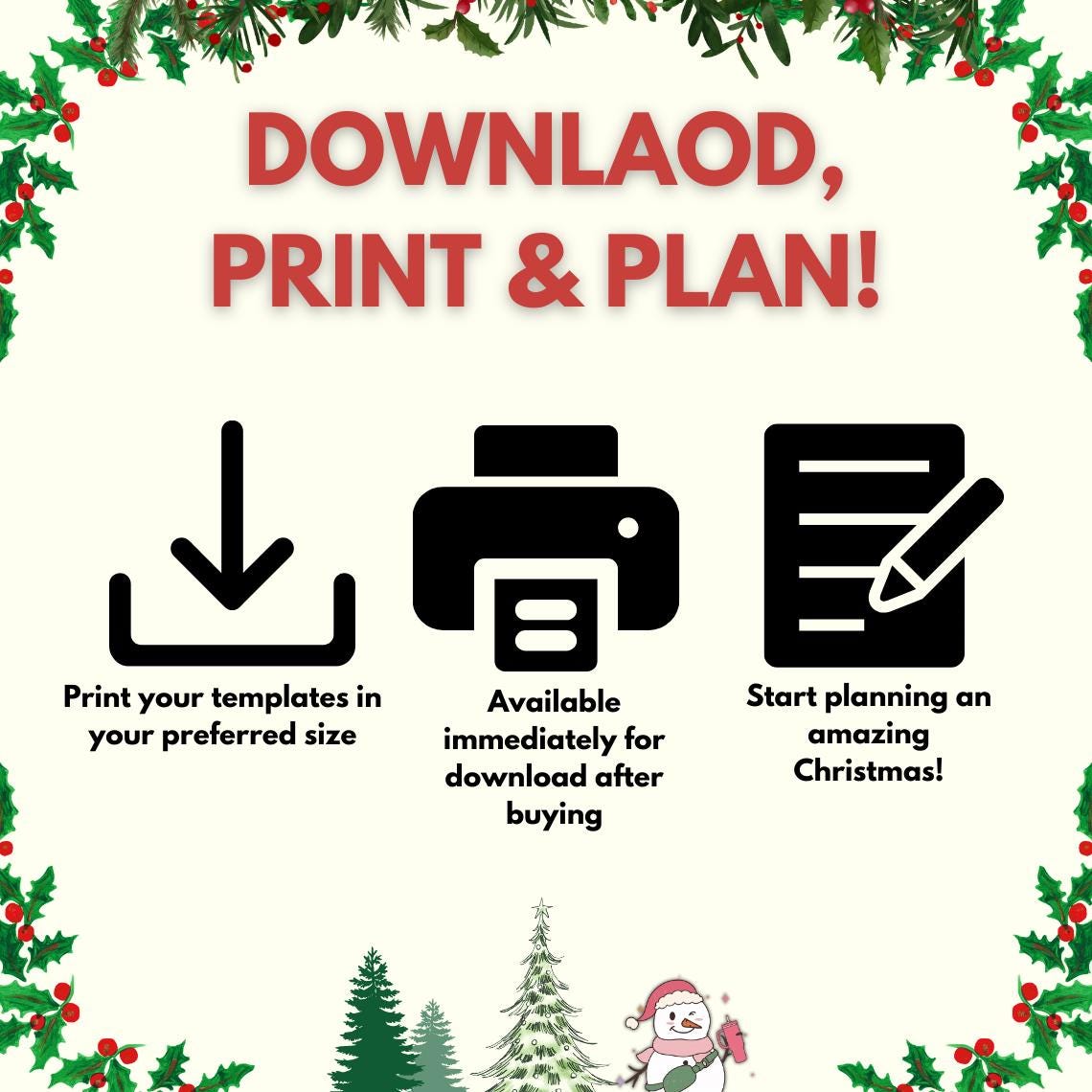 Cute 31 Printable Christmas Planner, Holidays Planner, Christmas Gift ...