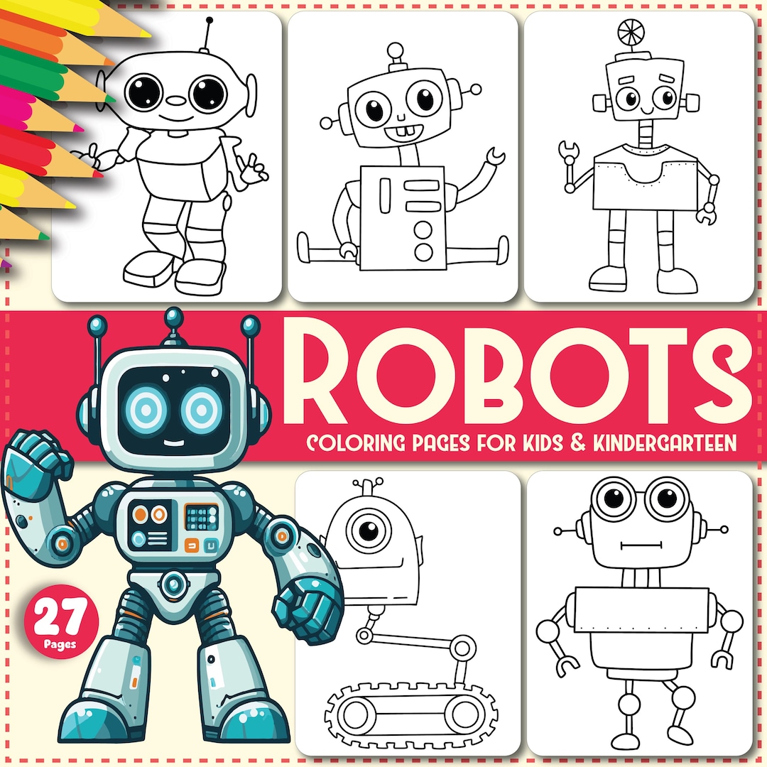 27 Printable Robots Coloring Pages for Kids & Kindergartens, Bold and ...
