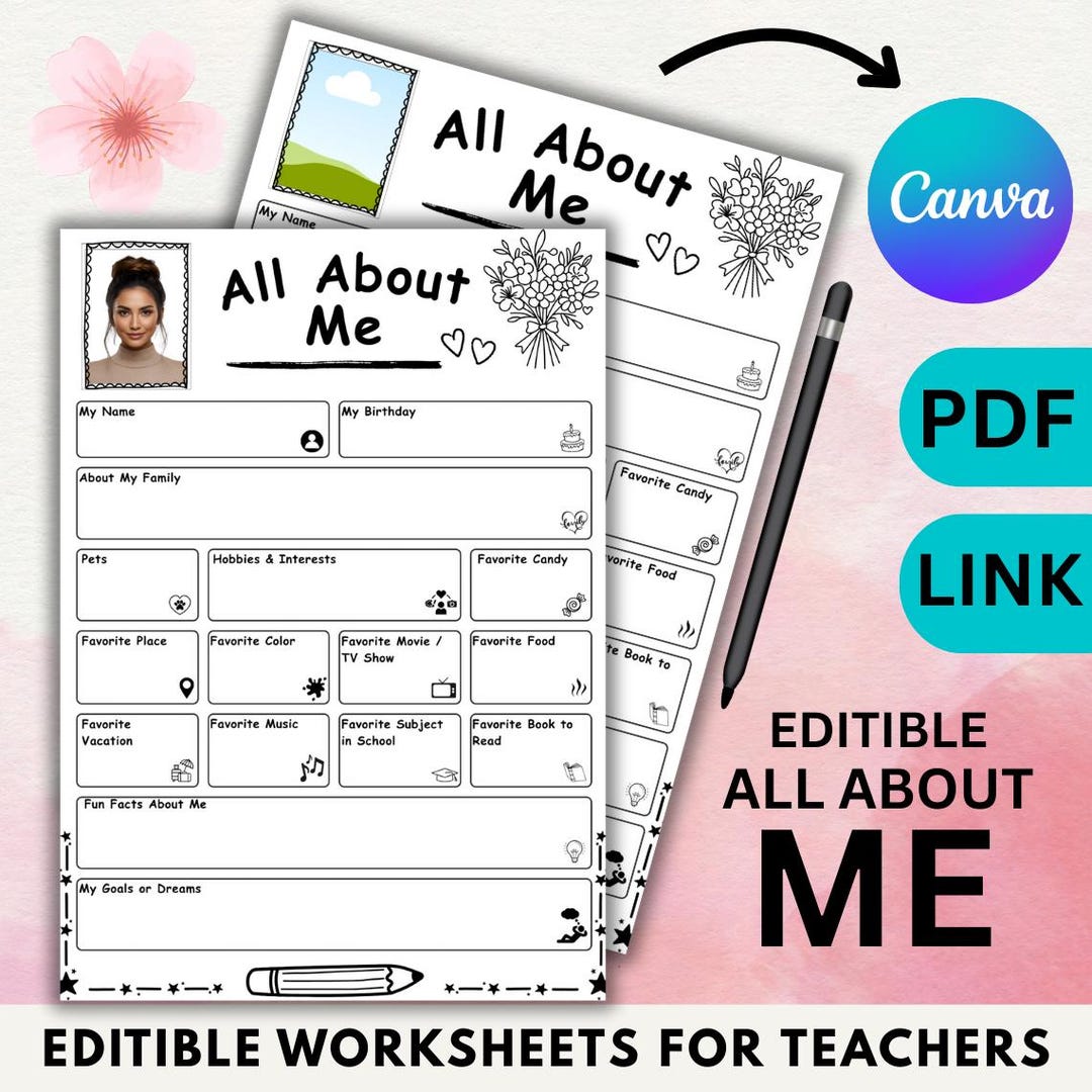 All About Me Worksheet: Editable Student & Teacher Questionnaire (PDF ...