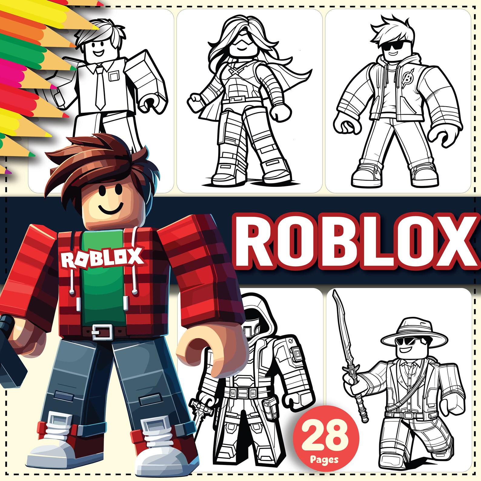 28 Printable Roblox Coloring Pages for Kids & Adults, Simple and Easy ...