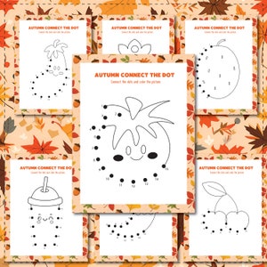 75 Printable Fall Autumn Dot to Dot Worksheet Coloring Book for Kids ...