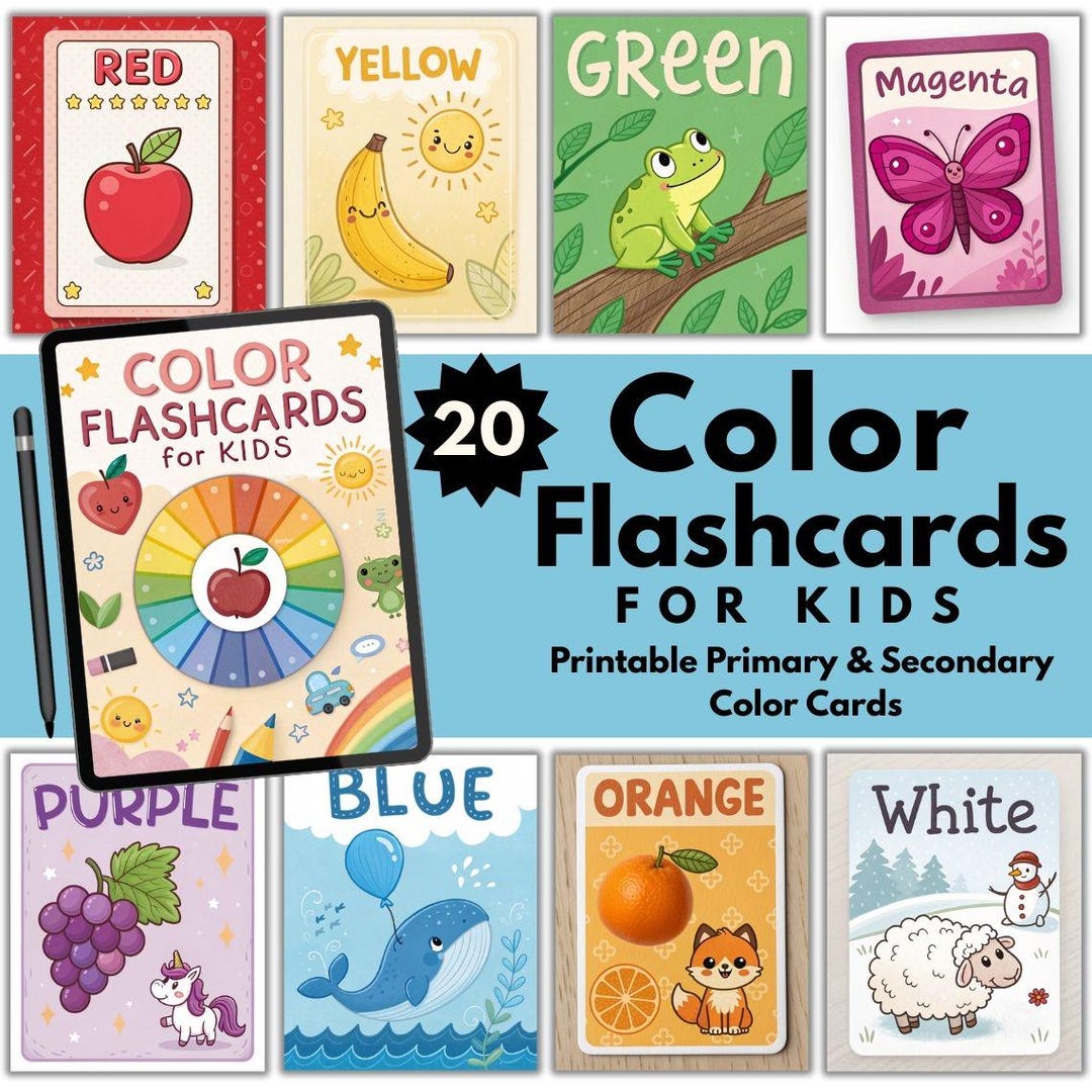 Color Flashcards for Kids – Printable Educational Cards With Primary ...