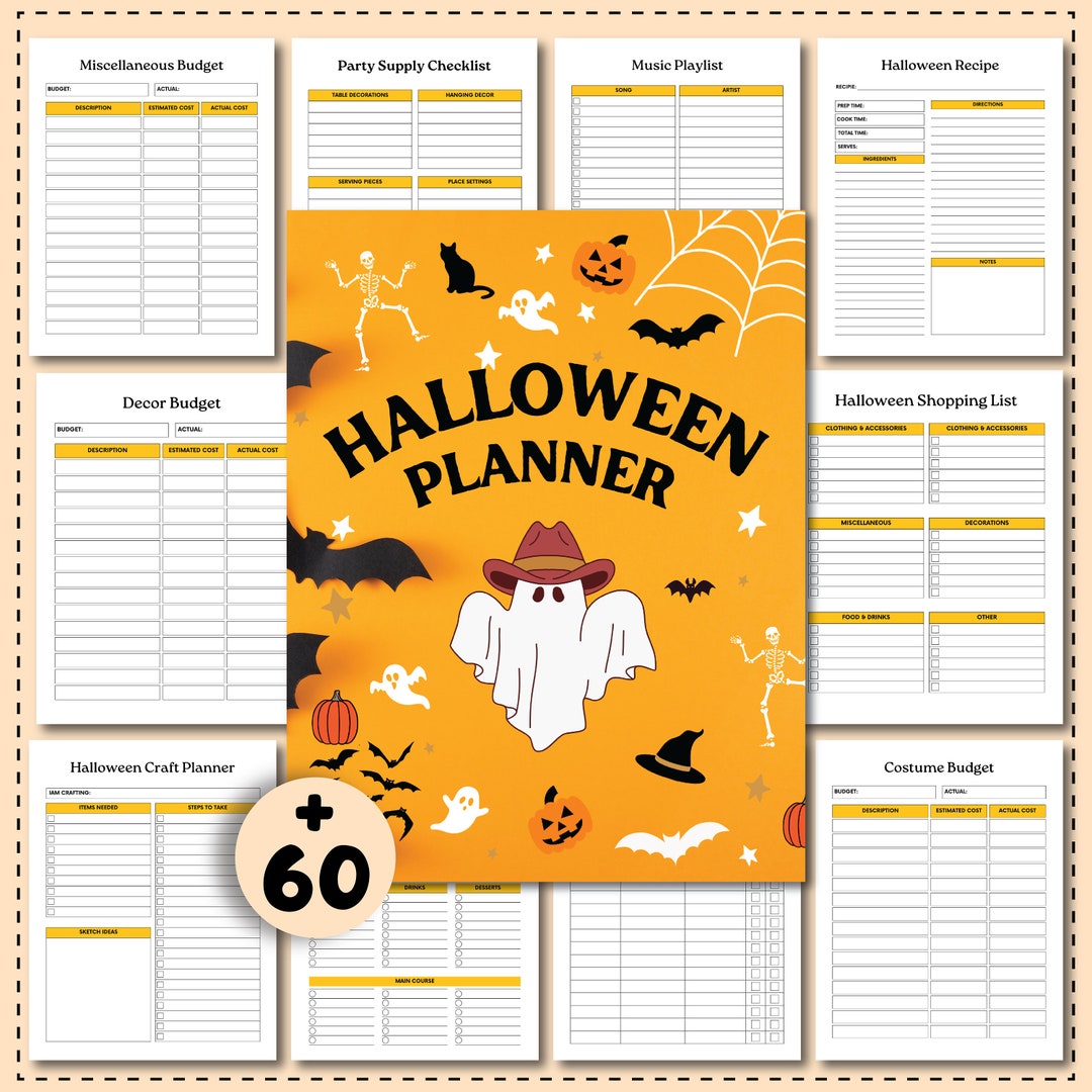 Digital Halloween Planner, Printable Halloween Schedule, Monthly ...