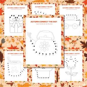 75 Printable Fall Autumn Dot to Dot Worksheet Coloring Book for Kids ...