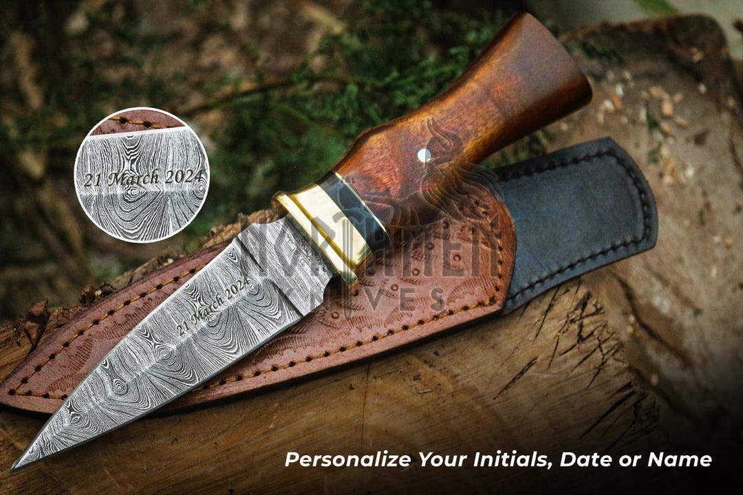 Custom Damascus Steel Knife: Hunting, Gut Hook, Boot Knife - Razor ...