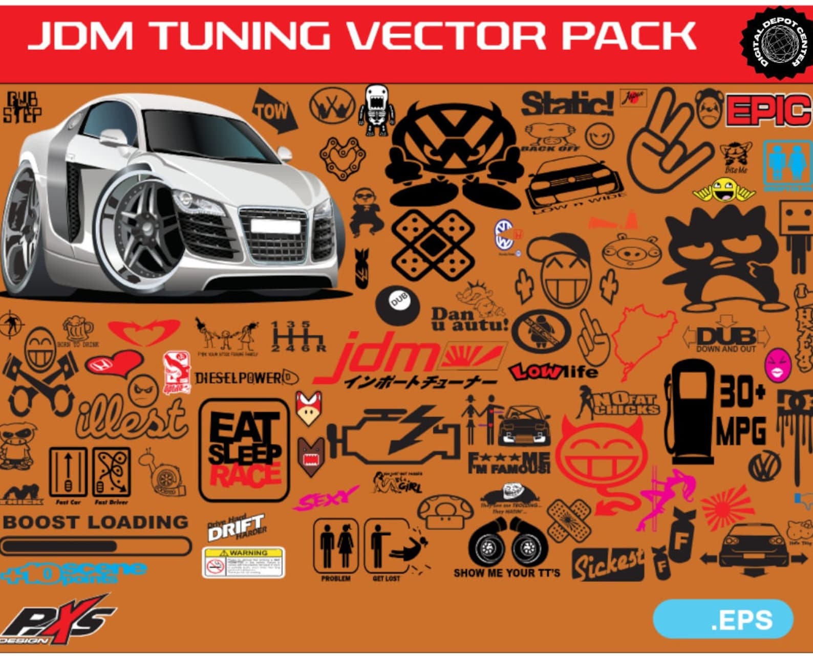 JDM Car Stickers Vector PNG EPS Files for Car Accessories, Vinyl Prints ...