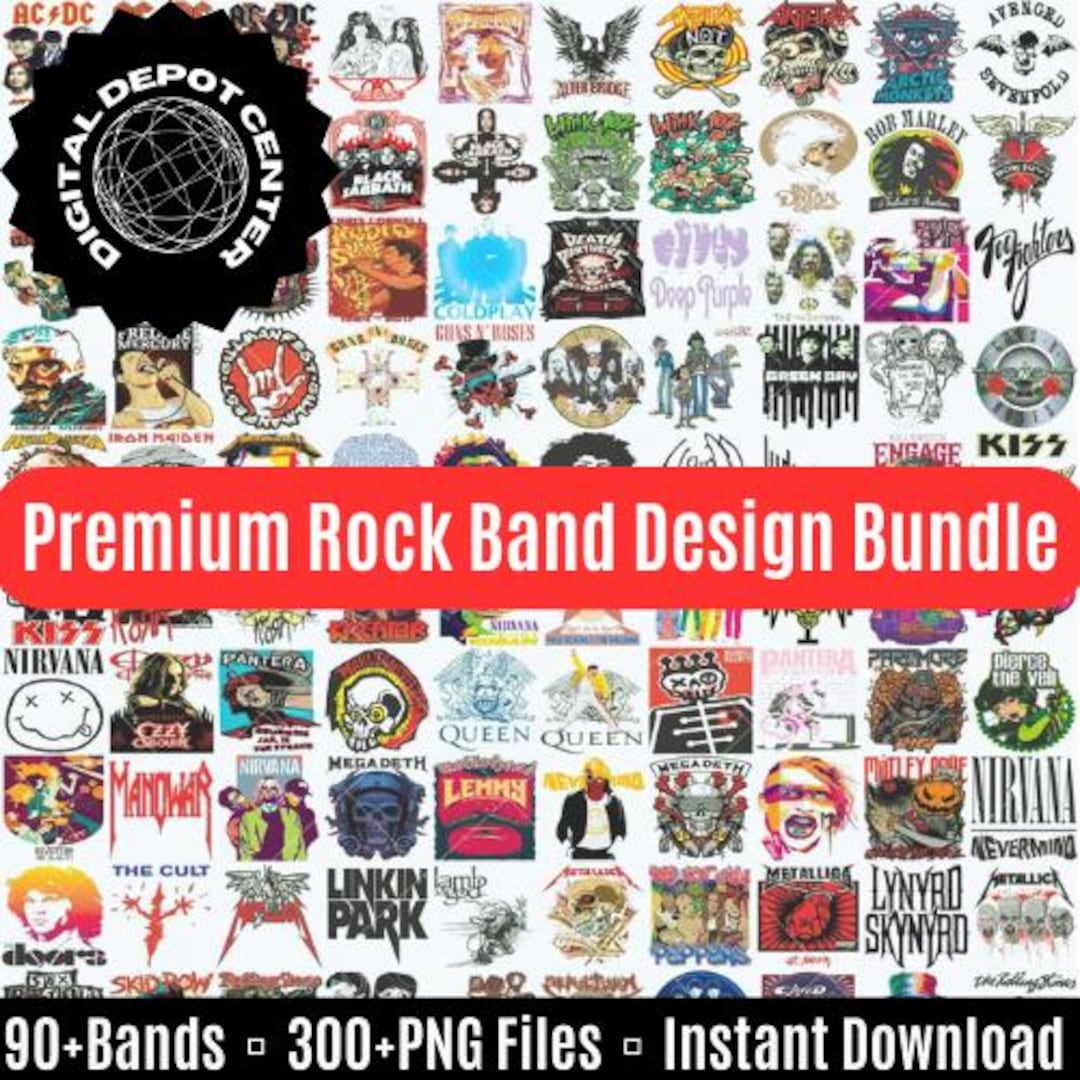 Premium Rock Band T-shirt Design Bundle | Rock T-shirt Design| Rock N ...