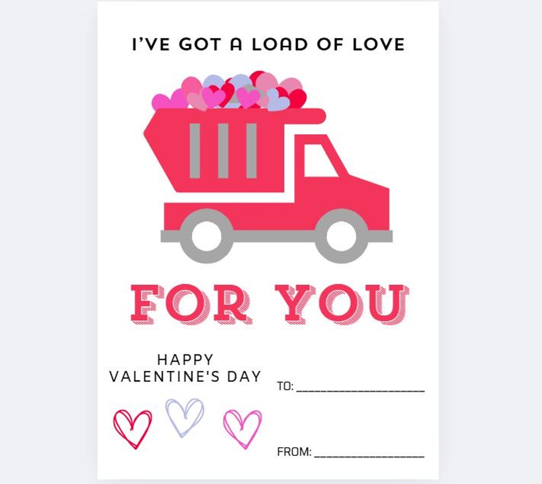 Construction Valentine's Day Cards - Customizable (6 Cards) - Etsy