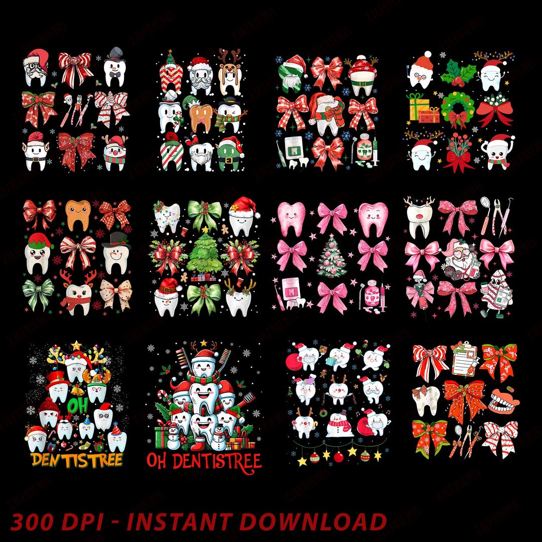 Dentist Christmas Png Bundle, Dental Squad Christmas Png, Cute Tooth ...