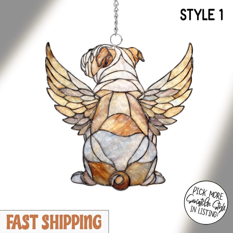 Angel Bulldog ACRYLIC Suncatcher, Dog Memorial Gift, Pet Loss Gift ...