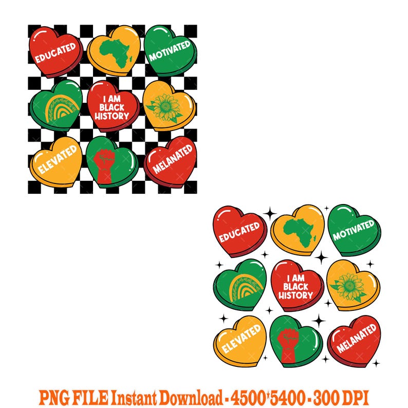 Checkered Candy Heart Black History Month PNG, Black History Month ...