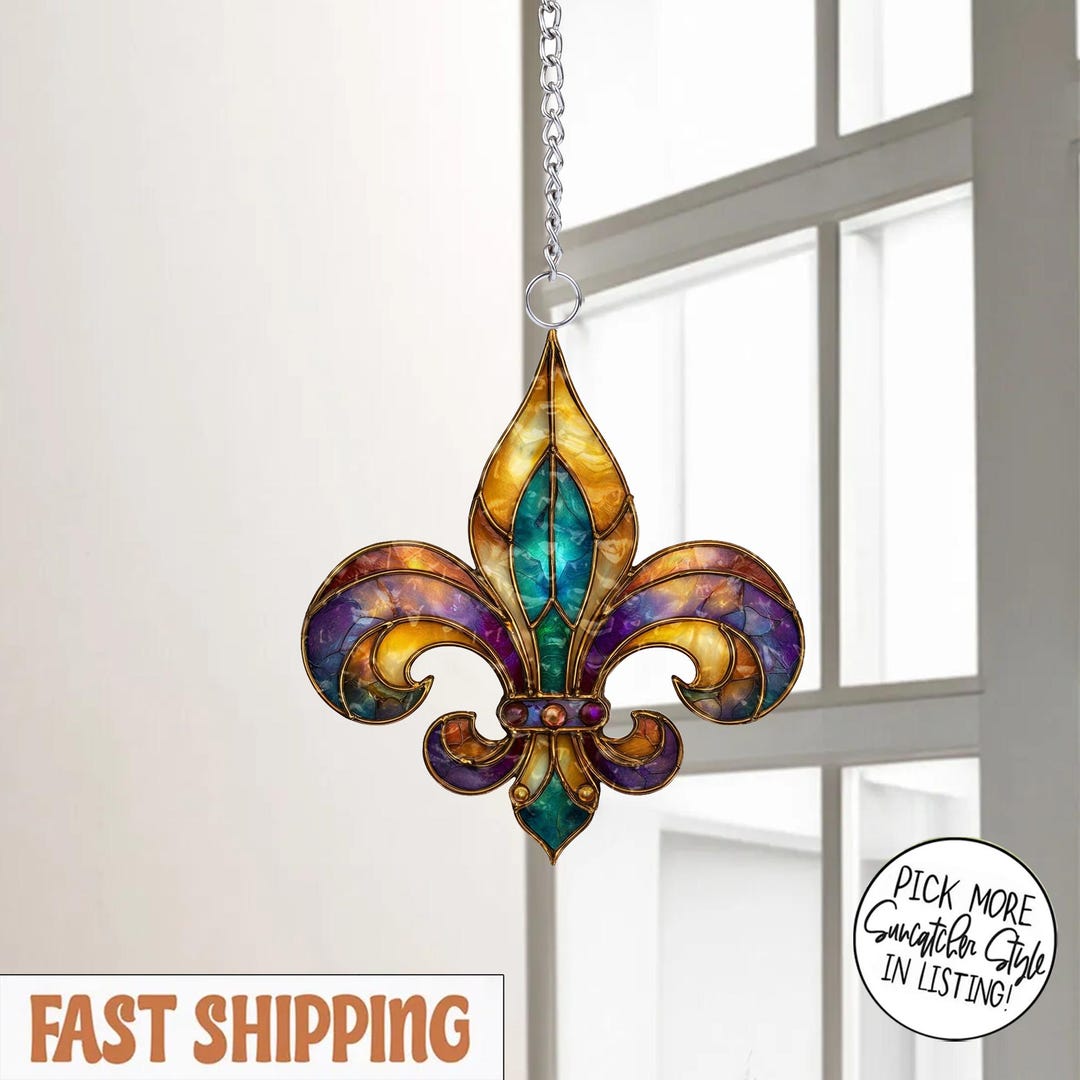 Mardi Gras Symbol Suncatcher, Stained Glass Symbol Art, New Orleans ...