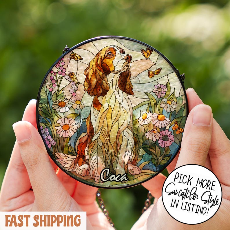English Springer Spaniel Stained Glass Suncatcher, Dog Memorial Gift ...