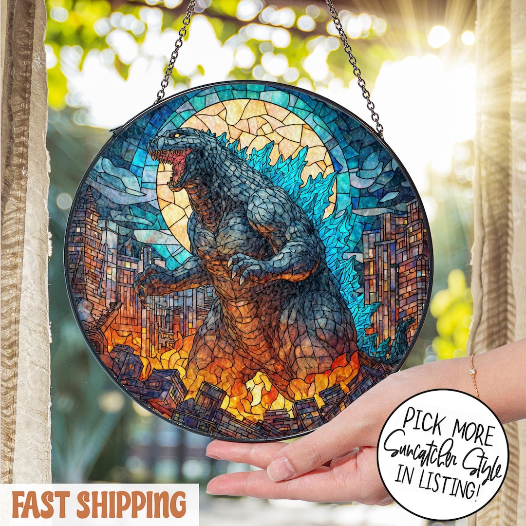 Godzilla Stained Glass Suncatcher, King of Monsters, Godzilla Fan Gift ...