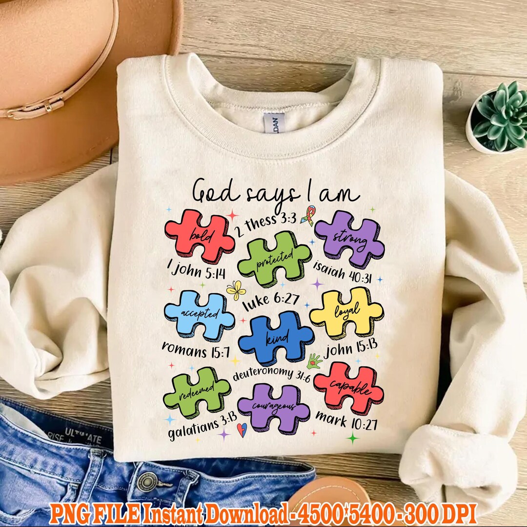 God Says I Am Autism PNG, Christian Autism Png, Be Kind Png, Retro ...
