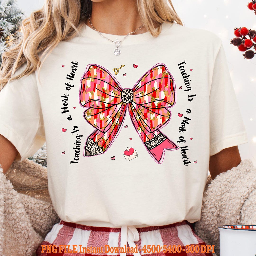 Teacher Valentine Coquette Bow Pencil Png, Glitter Valentine Teacher ...