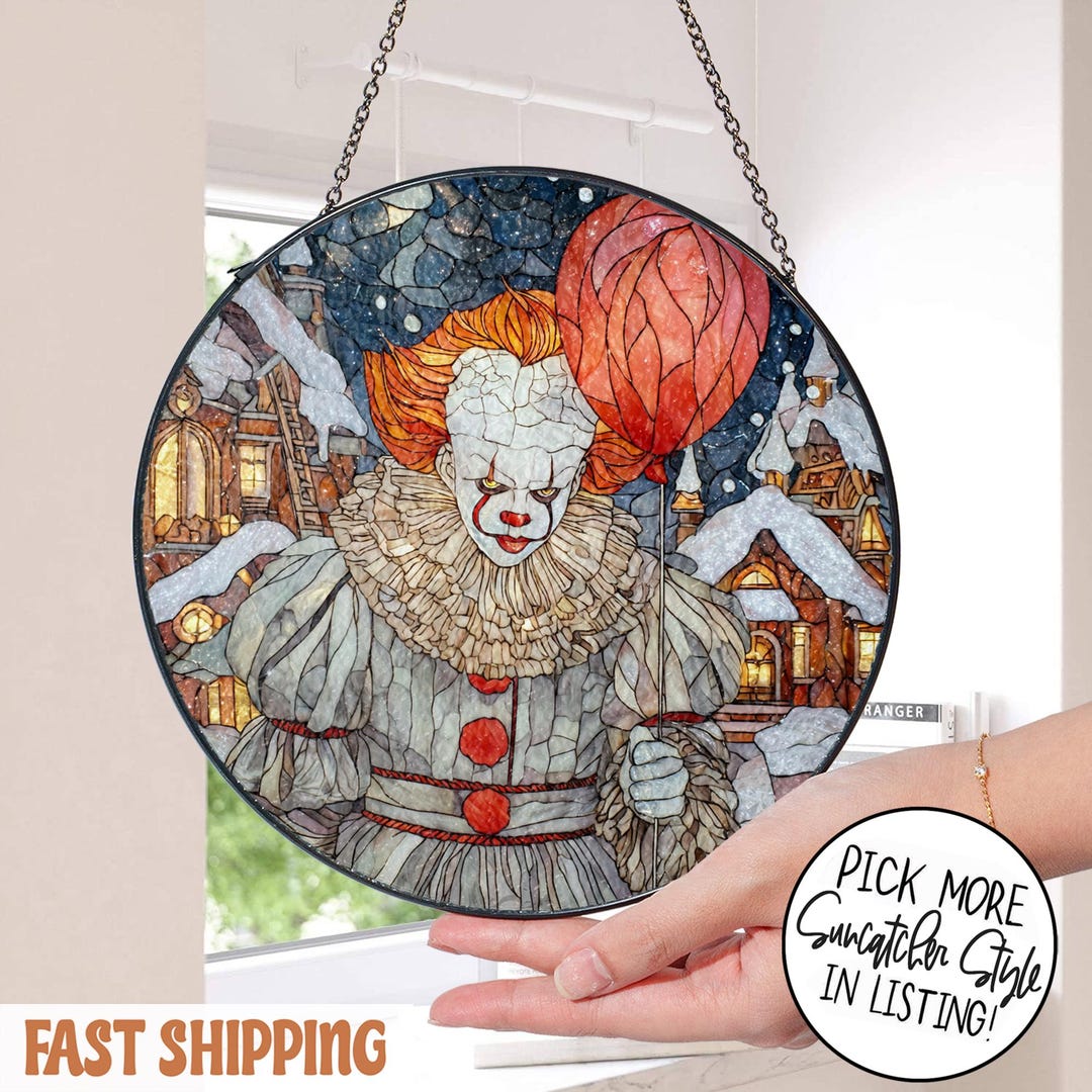 Christmas Pennywise Stained Glass Uncatcher, Pennywise Suncatcher ...