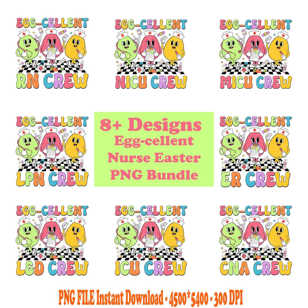 8 Files Easter Nurse Png Bundle, Easter Png, Retro Easter Png, Happy ...