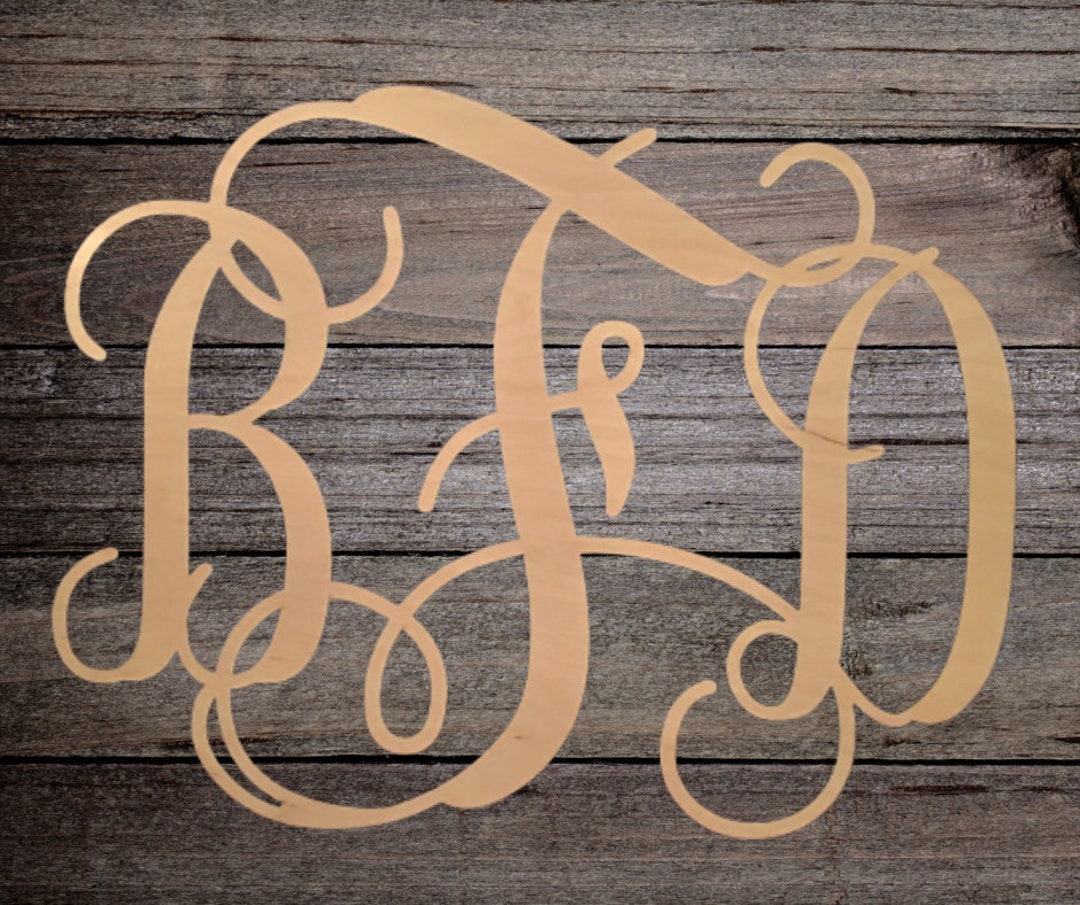 Custom Monogram, Personalized Wood Sign, Wooden Name, Rustic Cursive ...