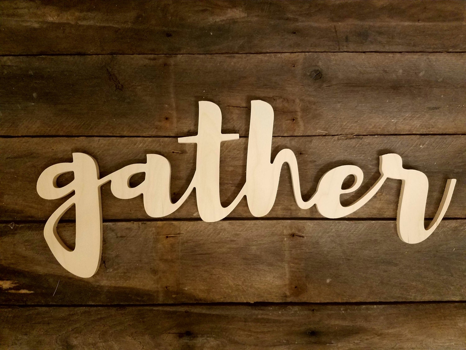 Wood Gather Sign Wooden Letters Unpainted Wooden Wall - Etsy