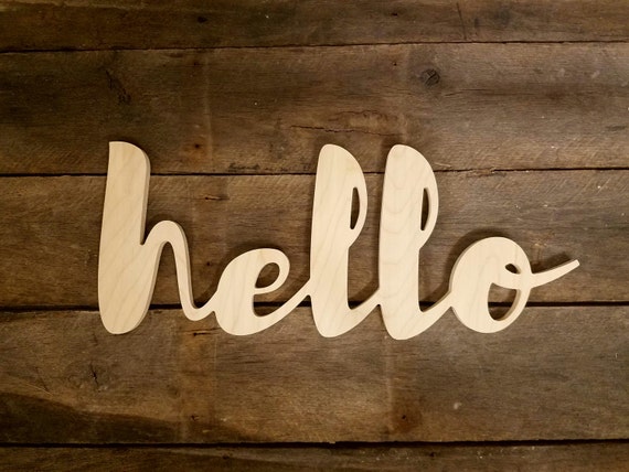 Wood Hello Sign Wooden Letters Unpainted Wooden Wall Hanging - Etsy