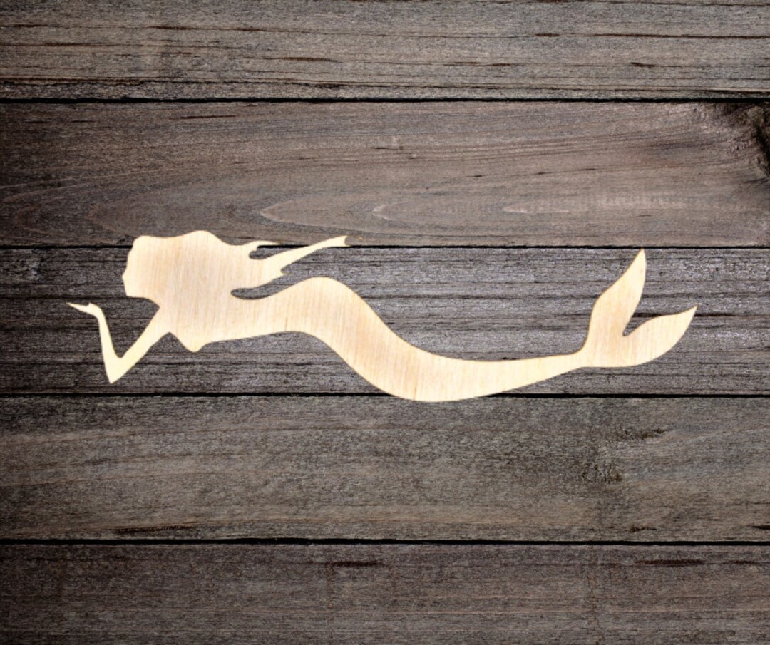 Wooden Shape Mermaid, Unfinished, Craft Project, 228, Ornament, Wall ...