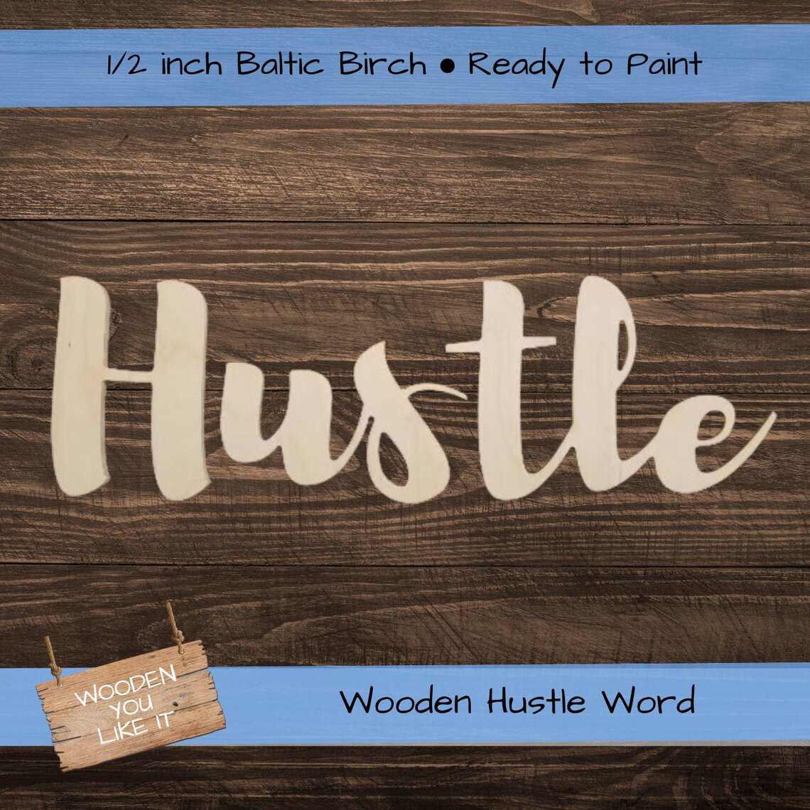 Wooden Letters "hustle" Sign, Unpainted Wooden Wall Hanging, Unfinished ...