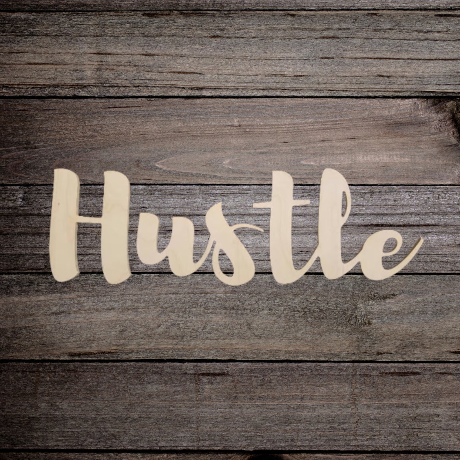 Wooden Letters "hustle" Sign, Unpainted Wooden Wall Hanging, Unfinished ...