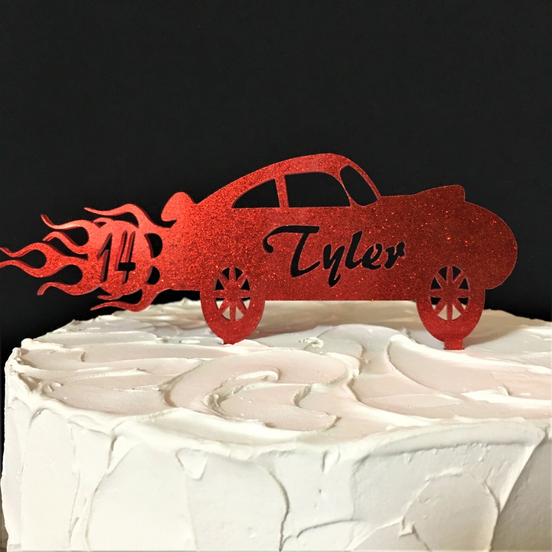 Race Car Birthday Acrylic Cake Topper Personalized - Etsy