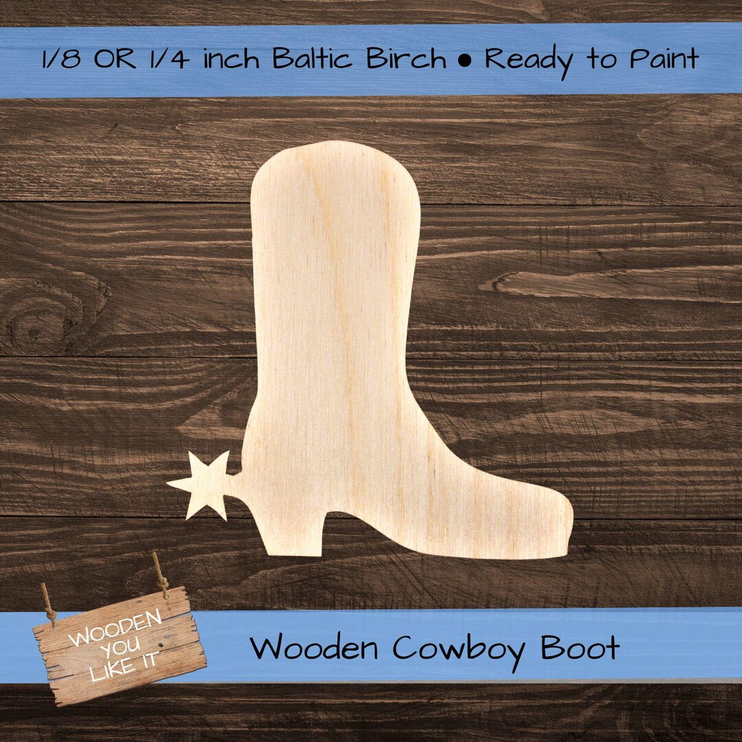 Wooden Cowboy Boot Blank – DIY Craft Shape Cutout – 3″ to 18 ...