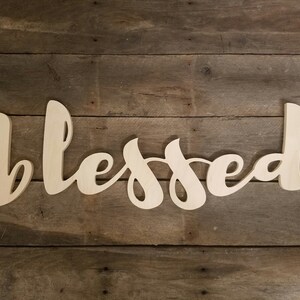 Wood Blessed Sign, Wooden Letters, Unpainted Wooden Wall Hanging - Etsy