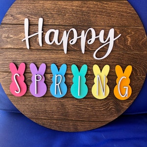 Happy Spring Door Sign/spring Door Sign/peeps Door Sign/bunny - Etsy