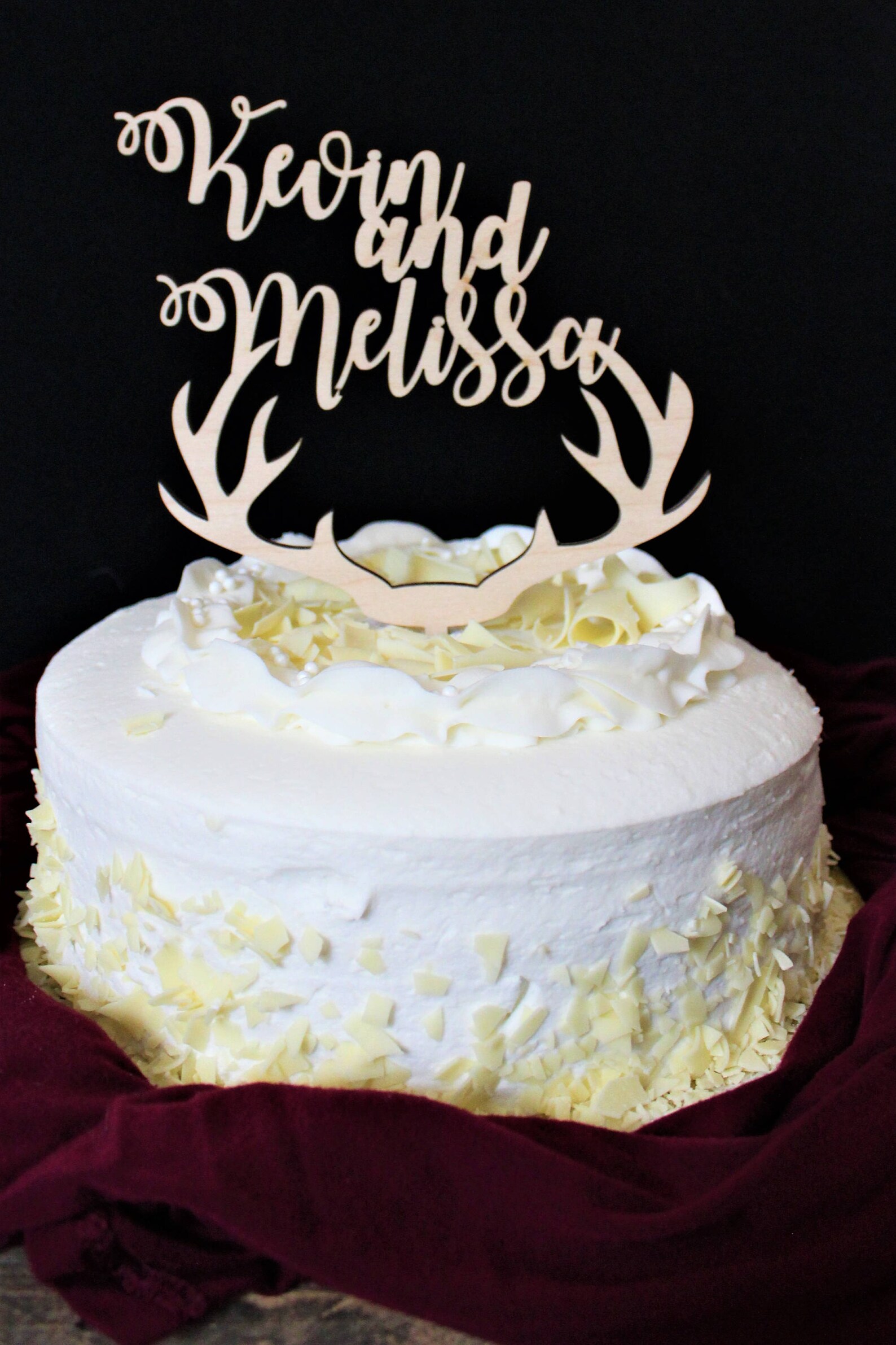 Personalized Antler Wedding Cake Topper, Wooden, Acrylic, Reception ...