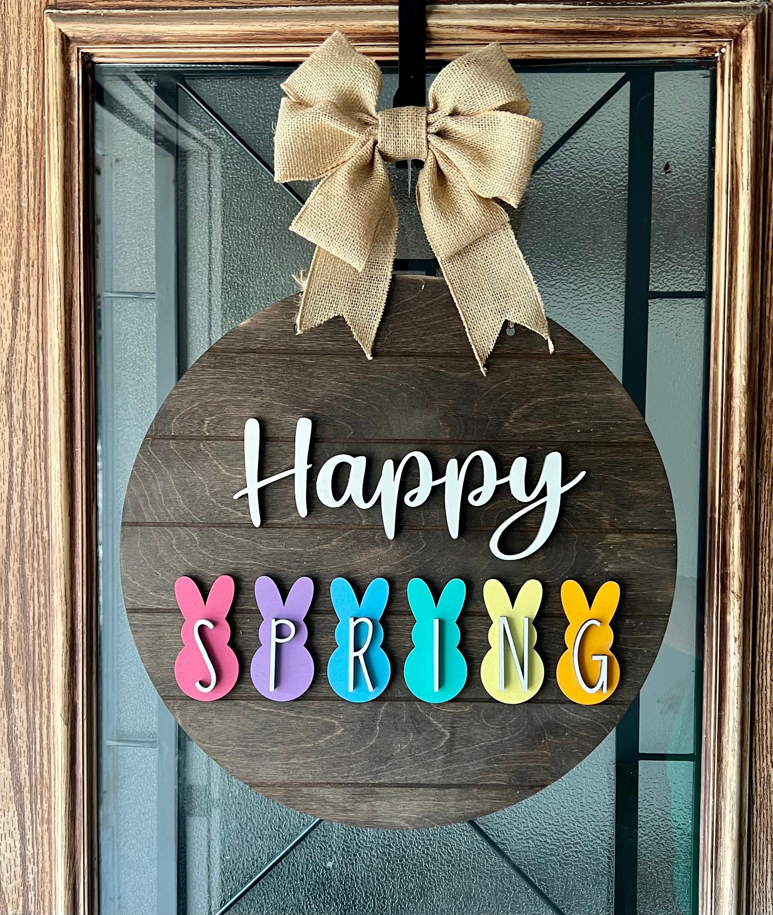Happy Spring Door Sign/spring Door Sign/peeps Door Sign/bunny | Etsy