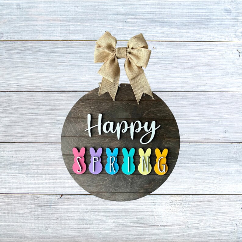 Happy Spring Door Sign/spring Door Sign/peeps Door Sign/bunny - Etsy