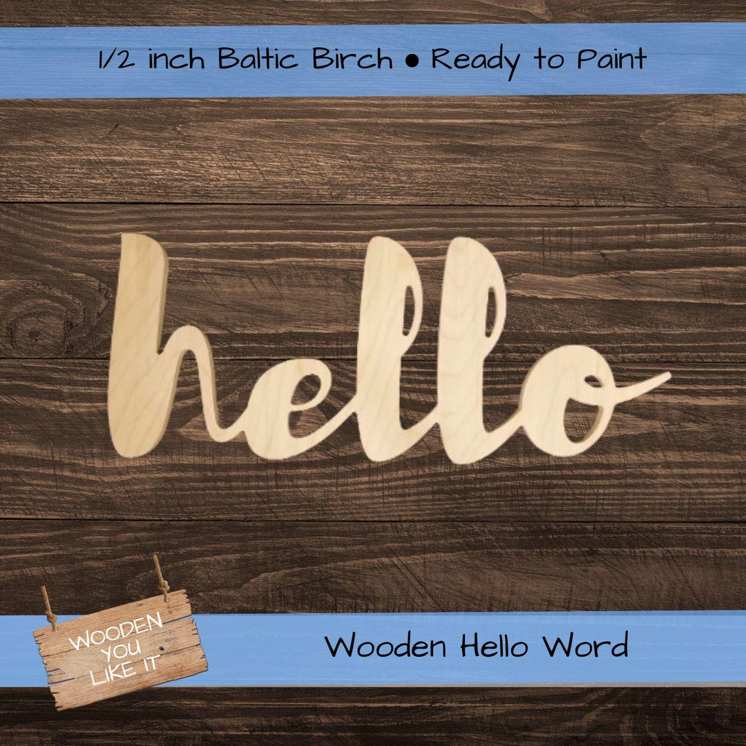 Wood Hello Sign, Wooden Letters, Unpainted Wooden Wall Hanging - Etsy