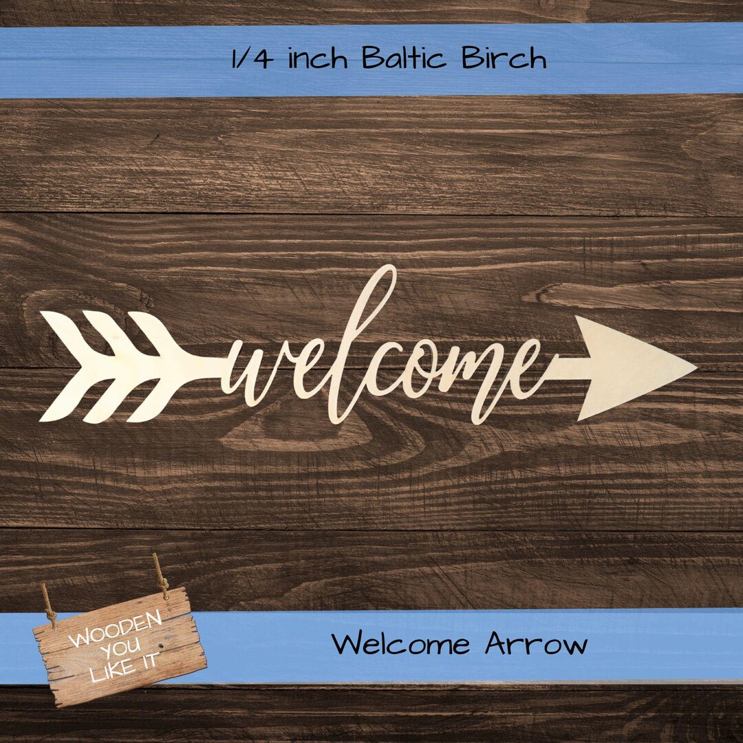 Welcome Arrow Sign: Baltic Birch Wood Wall Decor - Etsy