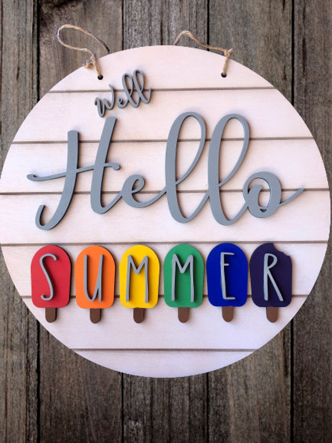 Hello Summer Door Sign/summer Door Sign/popsicles Door - Etsy